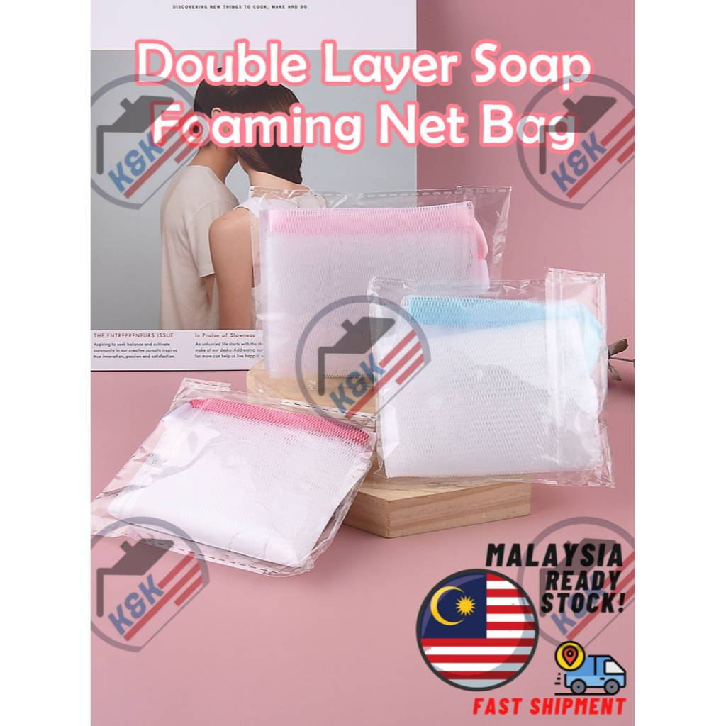 【Malaysia Ready Stock】Double Layer Soap Foaming Net / Soap Foaming Bag ...