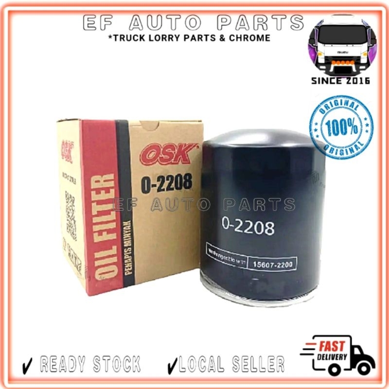 O-2208 OSK HINO 500 VALIDUS JO7E JO7C JO5E OIL FILTER 15607-2200 LORRY ...