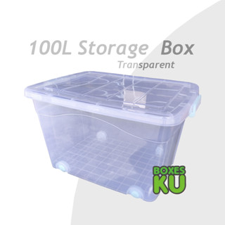 [New] 3 Units 100Litre Transparent Storage Box With Wheels / 3 Unit ...