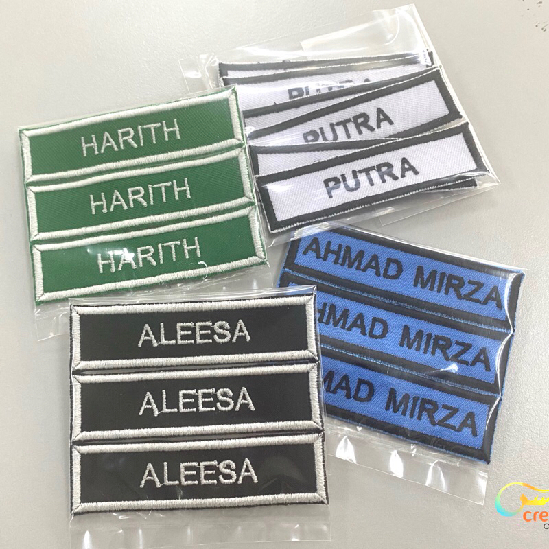 3pcs Nametag Sulam Tag Nama Sulam Rumi Tag Sulam Sekolah Tadika ...