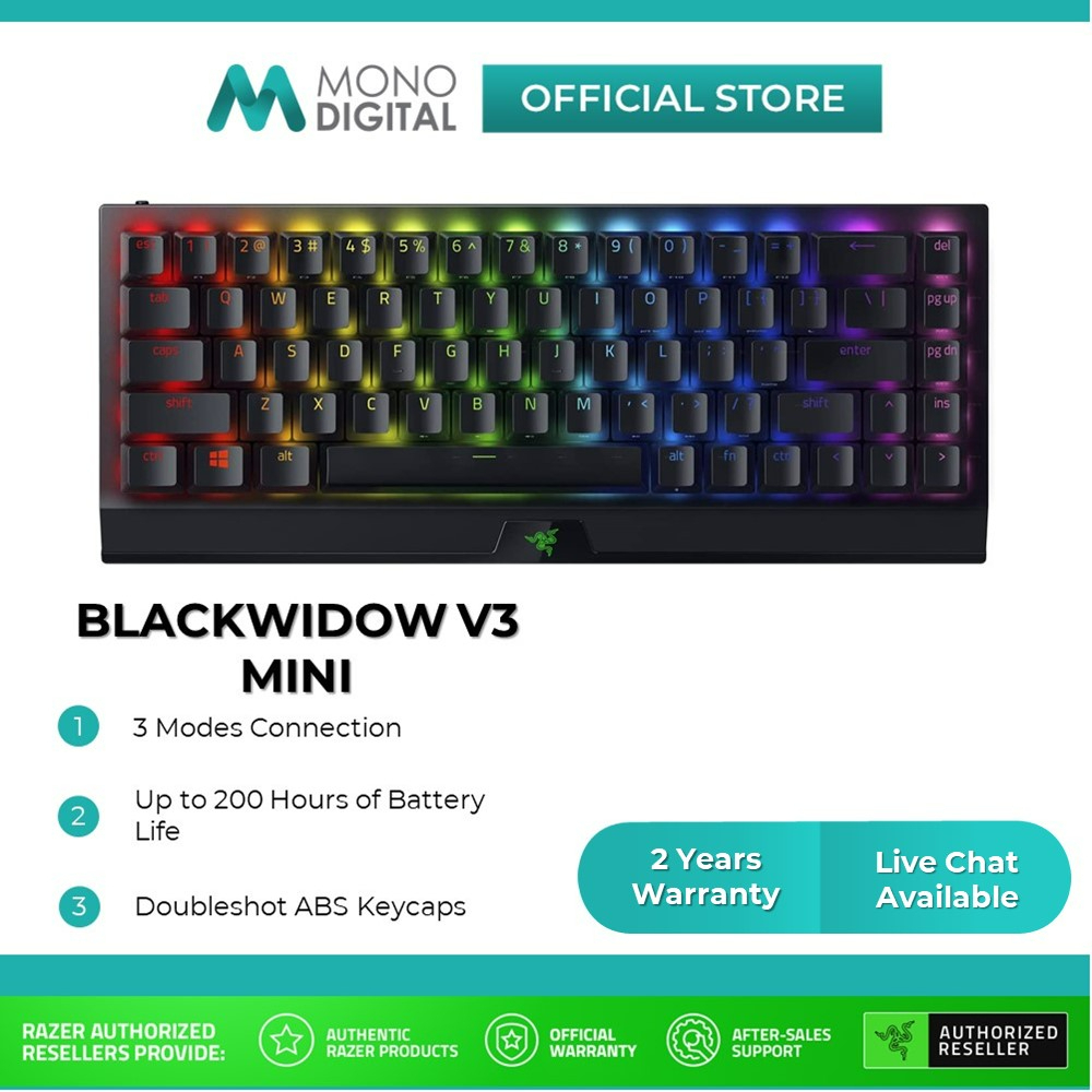 Razer Blackwidow V3 Mini Hyperspeed 65% Bluetooth/ 2.4Ghz Wireless ...