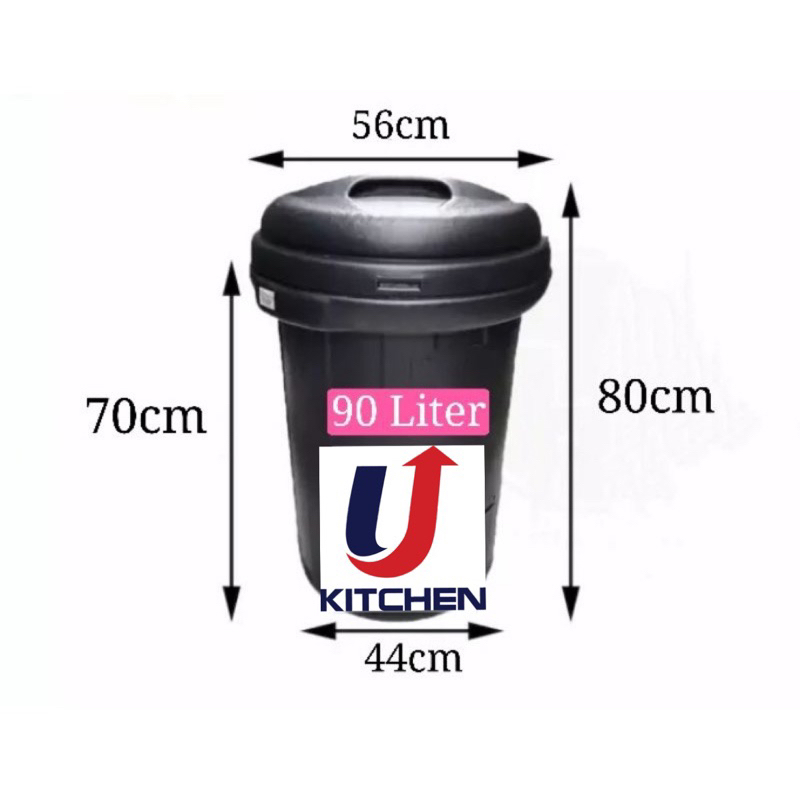 70 Liter / 90 Liter FIBER Garbage Dustbin with Cover Tong Sampah Pail with Cover Tahan Lasak ...