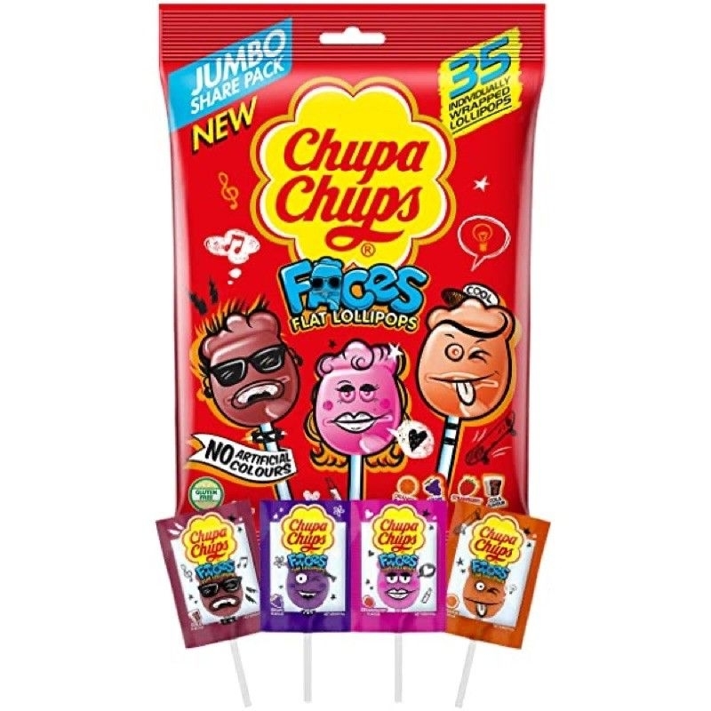 Chupa Chups Faces lollipop 1 stick (Fat Free, No artificial colours ...