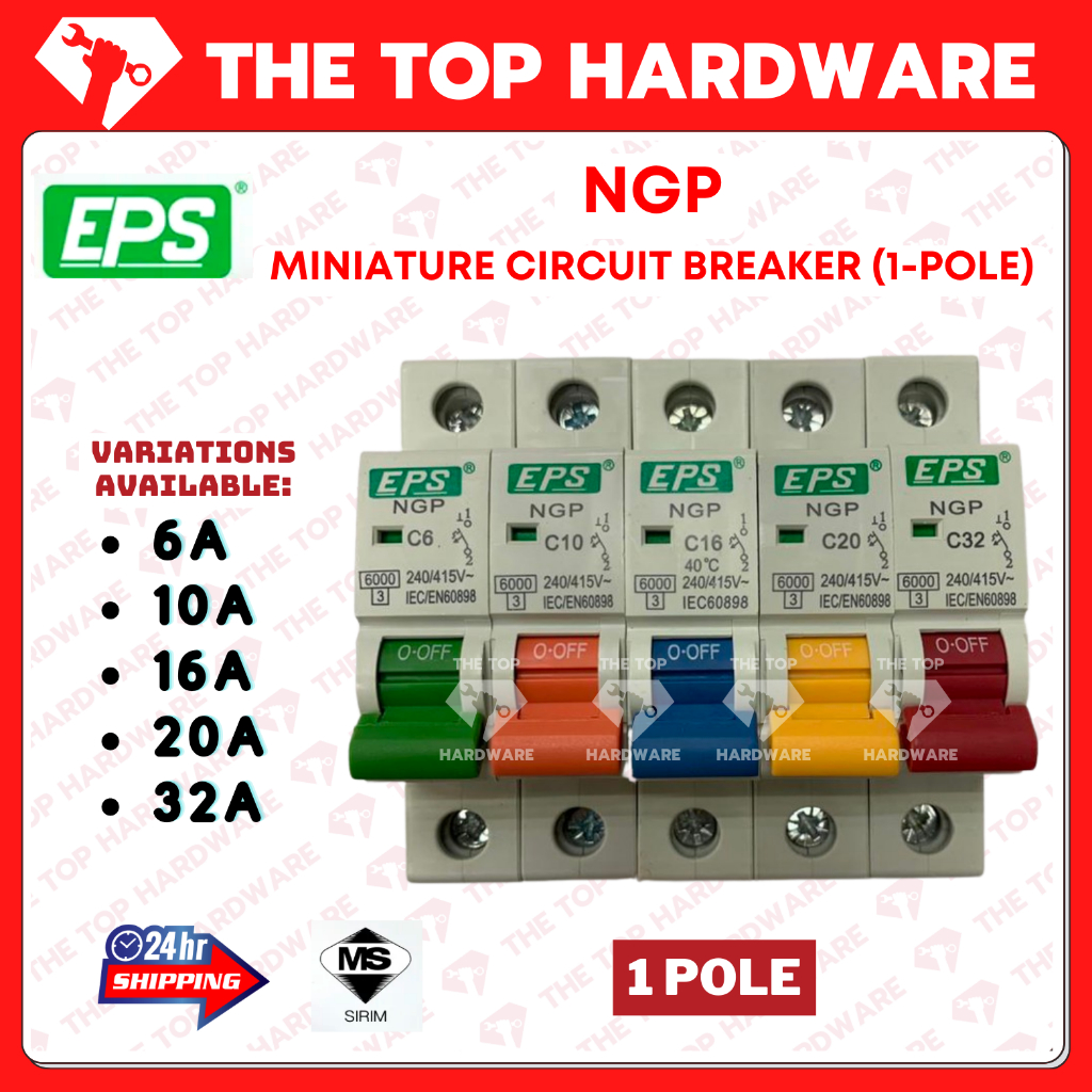 *READY STOCK* EPS 1 POLE MCB 6A 10A 16A 20A 32A MINIATURE CIRCUIT BREAKER 6KA *SIRIM APPROVED ...