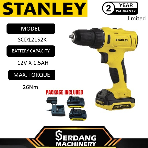 Stanley 12V Cordless Drill Driver Come With 2X 1.5ah Battery & Charger ...