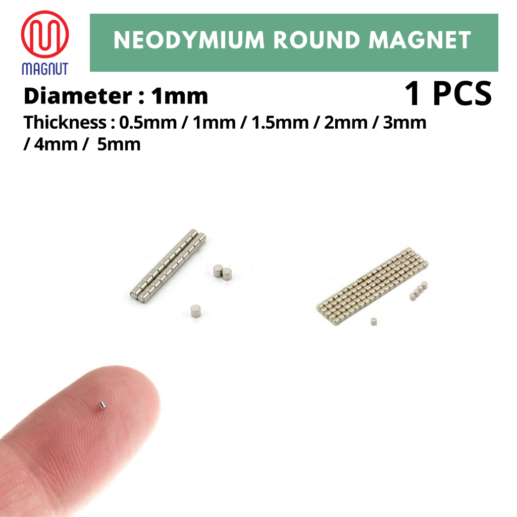 1pcs 1mm x 0.5mm/1mm/1.5mm/2mm/3mm/4mm/5mm Rare Earth Neodymium Round Magnet | Shopee Malaysia