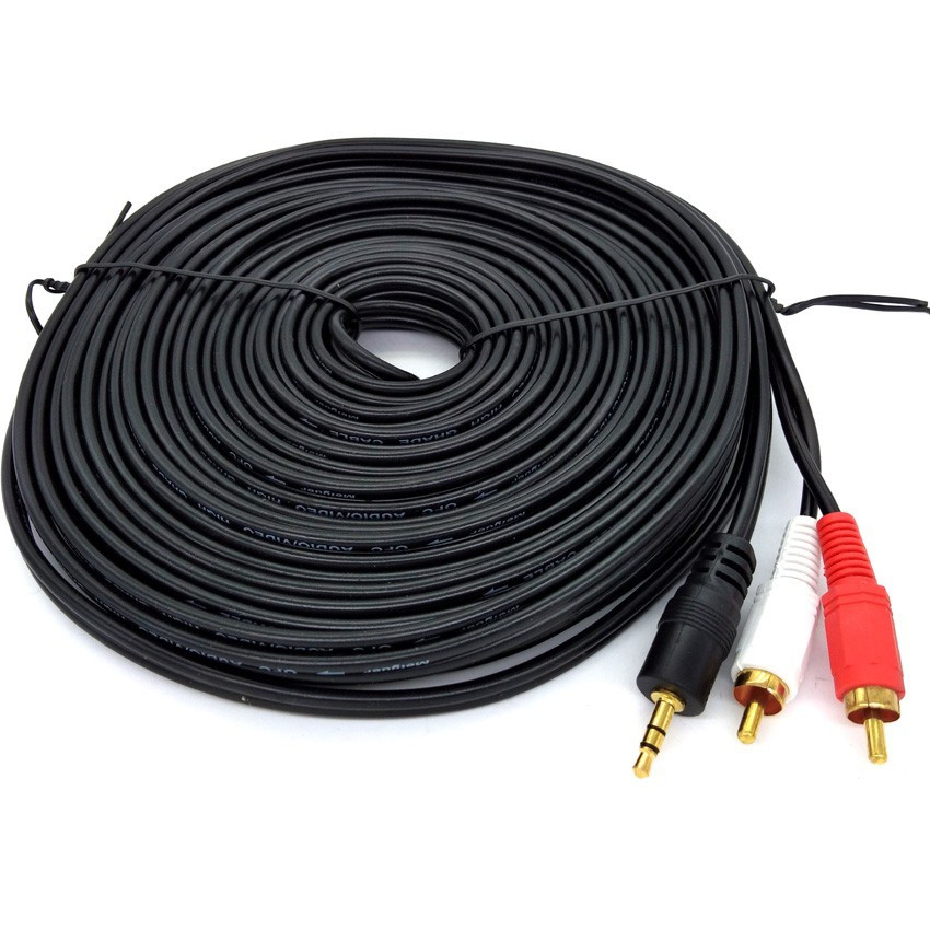 10M/15M/20M LONG 3.5mm to 2RCA Male Y Splitter Audio Cable for Home ...