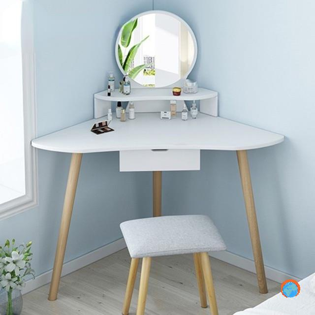 Dressing Desk Meja Makeup Desk with Mirror Corner Simple Dressing Desk ...