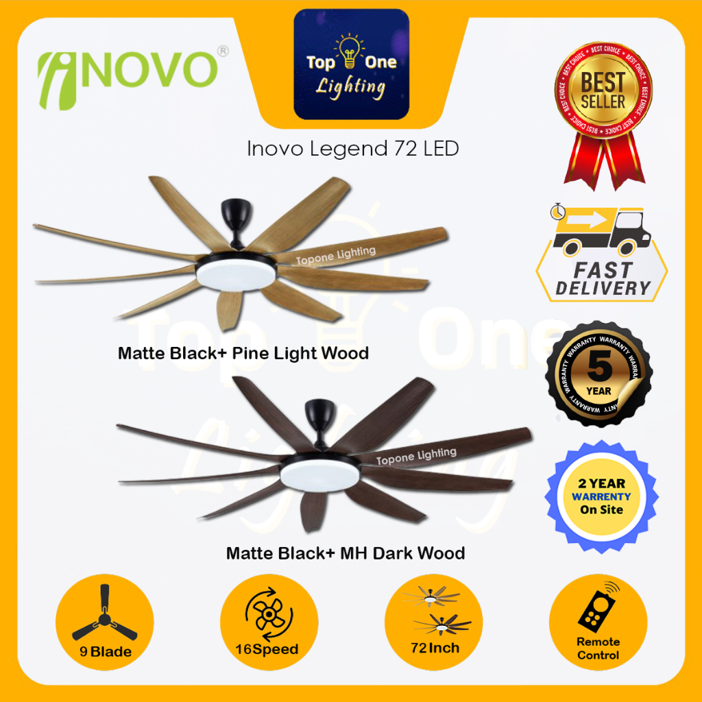 INOVO Legend 72 LED 9B DC Motor Ceiling Fan with 9 Blades (16 Speed ...