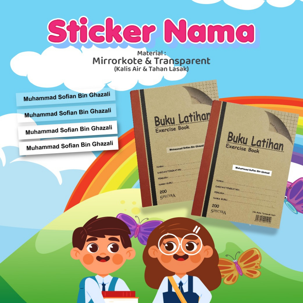 WATERPROOF Name Jawi Rumi Sticker | Sticker Nama KALIS AIR | Sticker ...
