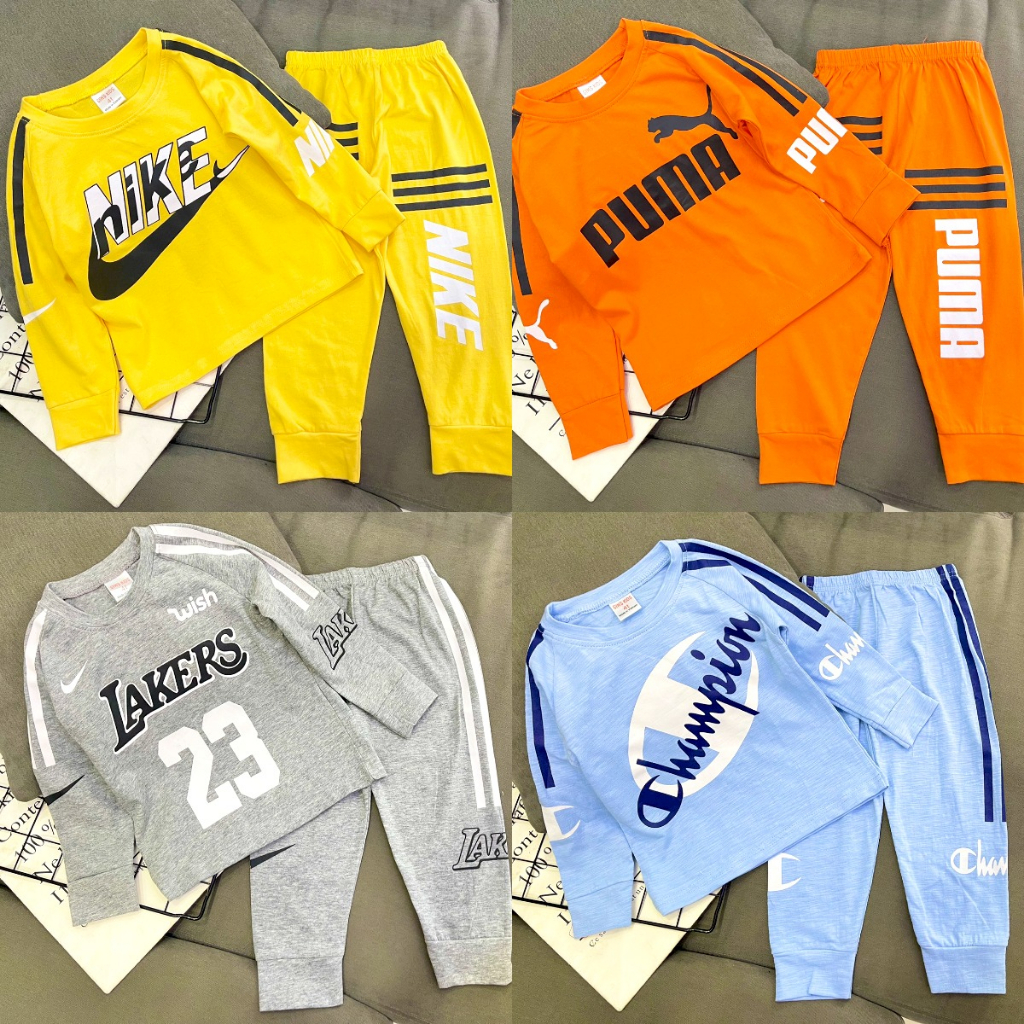 (1-12)💥 READY STOCK 💥 LONG SLEEVE PYJAMAS SPORTSET GYMS KIDS SET JALAN ...