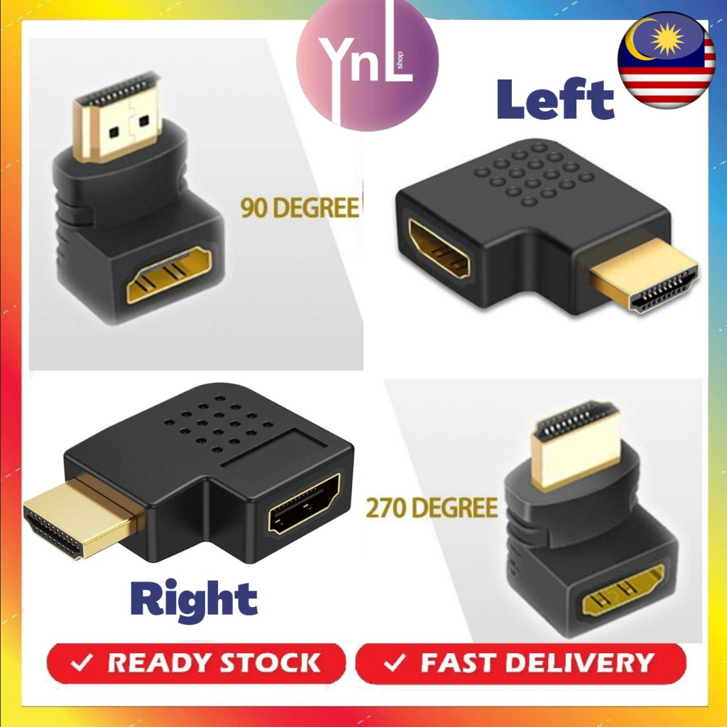 HDMI Left/Right angle / 90 degree / 270 degree L shaped Connector Cable ...