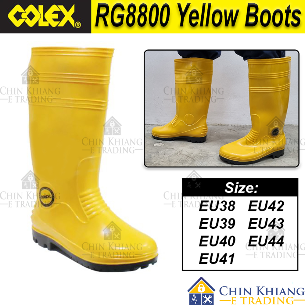 Colex RG-8800 Yellow Safety Rain Boots 14" Height Plastic Kasut Kuning ...