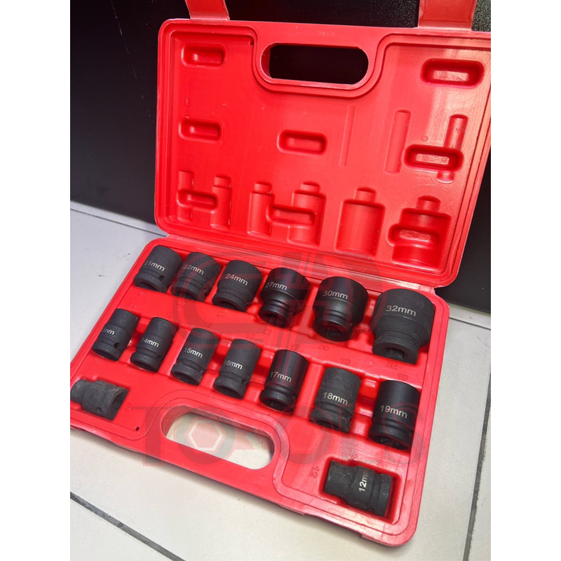 15 Pcs 1/2” 10-32mm Impact Regular Socket Drive Tools Set | Shopee Malaysia