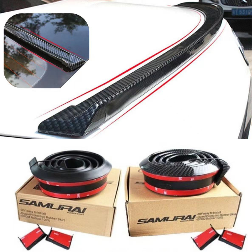 Samurai Carbon / Full Black Spoiler Ducktail Rear Rubber Bonnet Roof ...