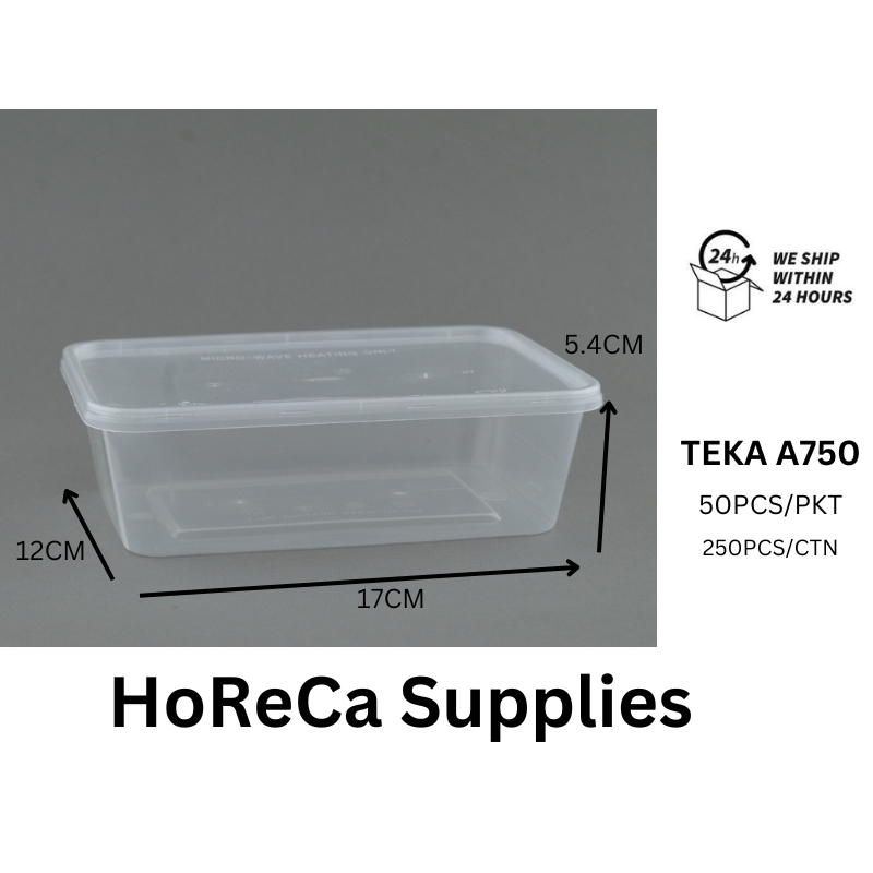 50PCS 750ML RECTANGULAR PP CONTAINER/TEKA A750/MICOWAVEABLE/TAKE AWAY ...