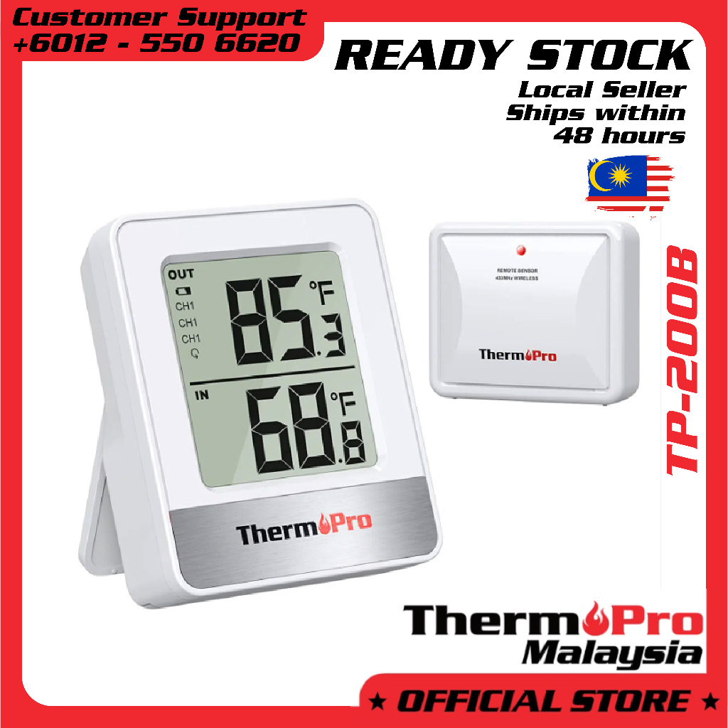 ThermoPro TP200B Wireless Indoor/Outdoor Temperature Monitor | Shopee ...