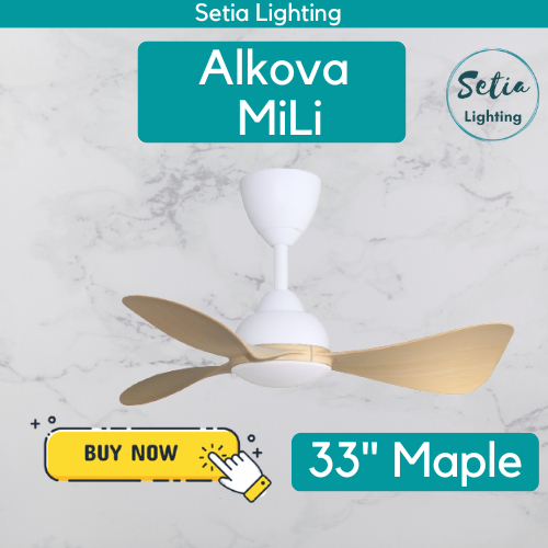 Alpha Alkova MiLi 33" Mini Ceiling Fan DC Motor 3 Blade With Light ...