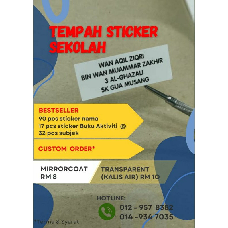 STICKER MURAH / STICKER NAMA SEKOLAH | Shopee Malaysia