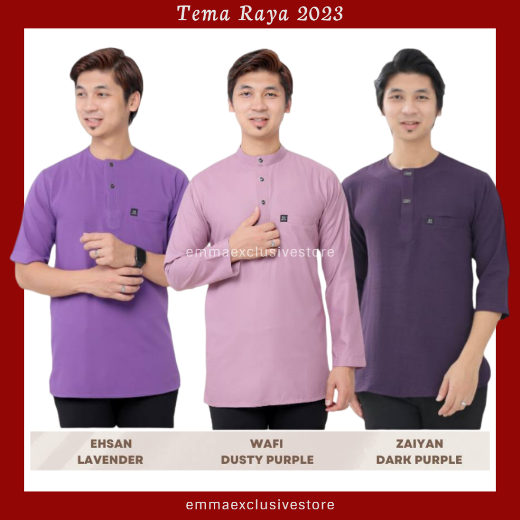 Kurta Raya 2023 Kurta Dusty purple Dark Purple Lavender Kurta Lelaki ...
