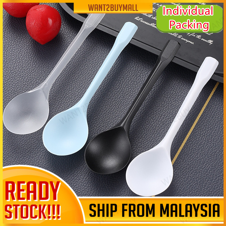 Thick Long Handle Fruit Fishing Plastic Spoon Cake Ice Cream Yogurt ...