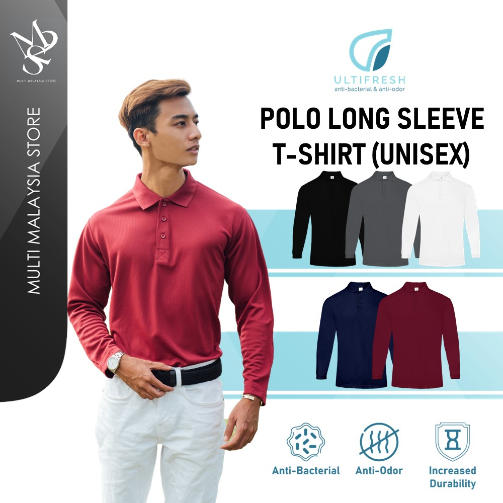 ULTIFRESH Anti Bacteria Microfiber Long Sleeve Jersey Polo Shirt Baju ...