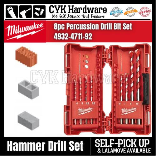 MILWAUKEE 8pc Hammer Drill Bit Set 4932-4711-92 | Shopee Malaysia
