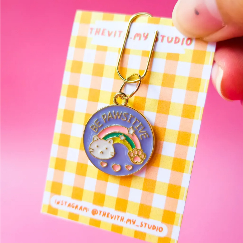 COMELS Be Pawsitive | Motivational Kitty Bookmarks Planner Bookmarks ...