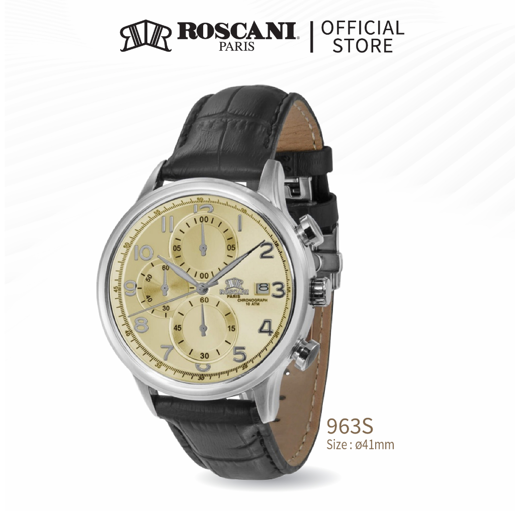 Roscani Katherine S 963S Leather Men Watch - Chronograph + WR 10ATM ...