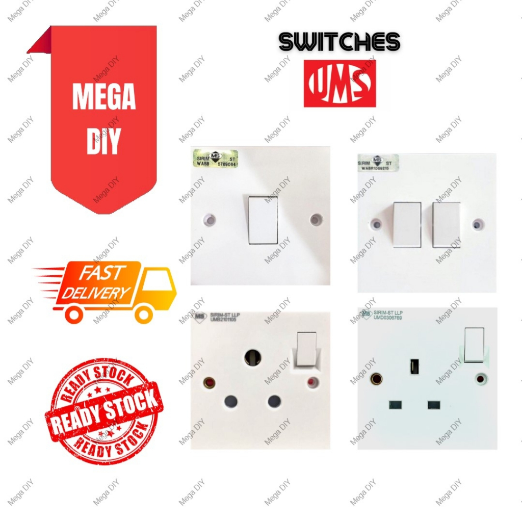 UMS Switch & Socket Outlet Suis / Soket 1213A 1215A 1G1W Bell Switch ...