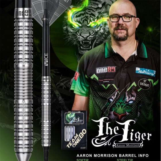 ONE80 STEEL TIP DART - 22G THE TIGER AARON MORRISON VHD 90% TUNGSTEN ...
