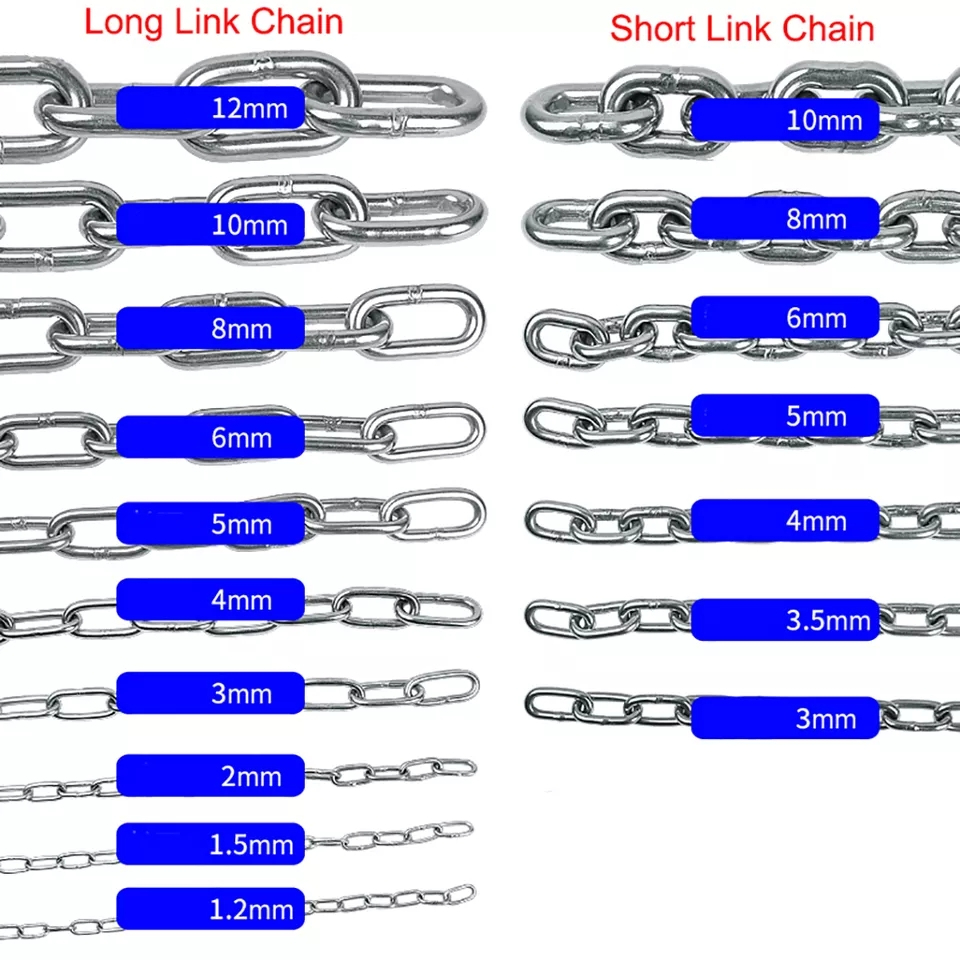 SUS304 Stainless Steel ( Long )Chain (1.5mm - 6mm) / Corrosion and Rust ...