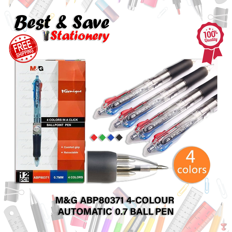 BEST & SAVE M&G 4 Colours Pen 0.7mm ABP80371 Color Ballpoint Pen ...