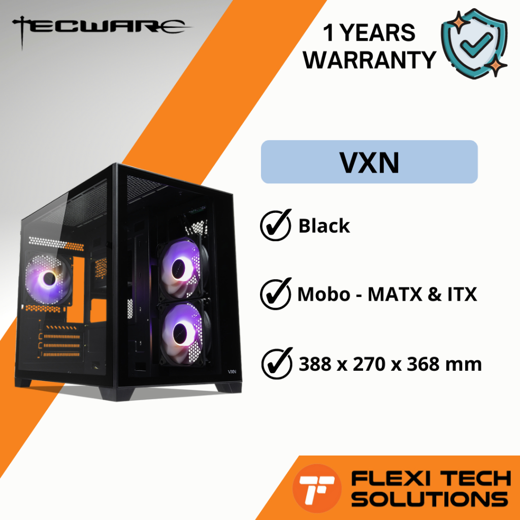 Flexi Tech TECWARE VXN V2 TG ARGB Compact Dual Chamber Casing PC ...