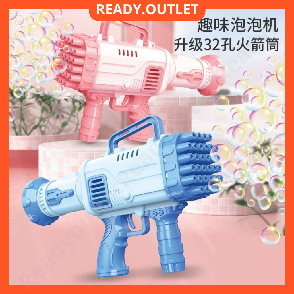 NEW!! Rainbow LED Automatic Gatling Bubble Gun Machine Outdoor Kids ...