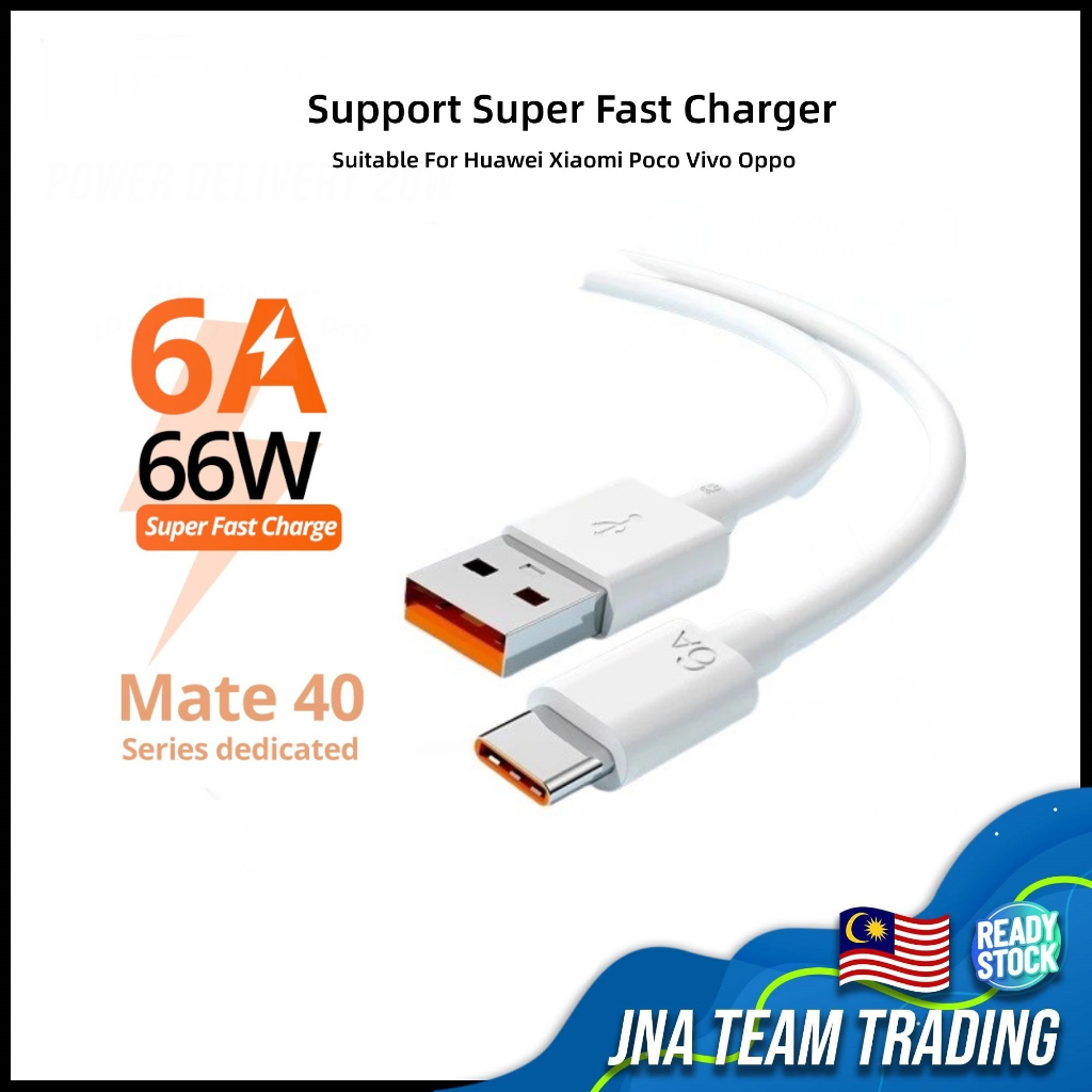 66W 6A USB Type C Cable Superfast Cables For Huawei Xiaomi Mi 12 11 10 Pro 5G Poco Fast Charging ...