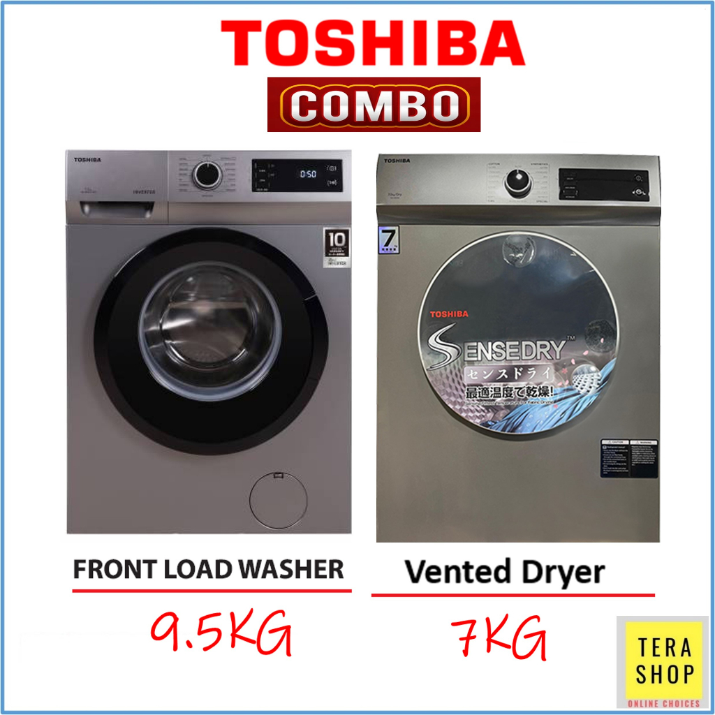 【COMBO】Toshiba BK105S2M(SK) 9.5KG Front Load Washing Machine Mesin Basuh + 7KG Dryer H80SEM(SK ...