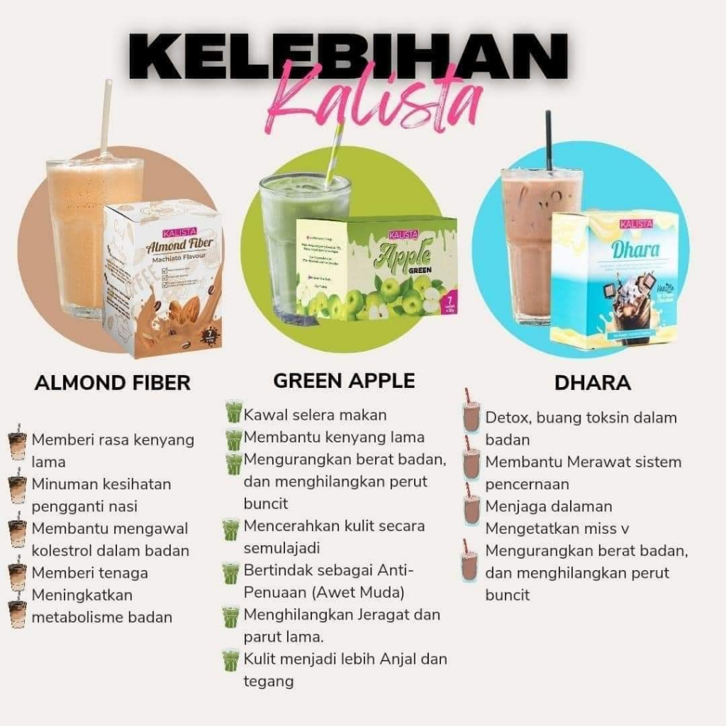 PRODUK KALISTA KURUS CANTIK LUAR DALAM !!! ALMOND FIBER / APPLE GREEN ...