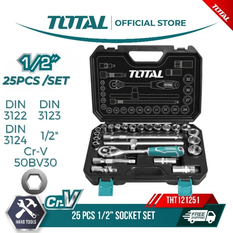Total Mechanic Tools / Automotive Tools Set 1/2" (25 Pcs) THT121251 ...