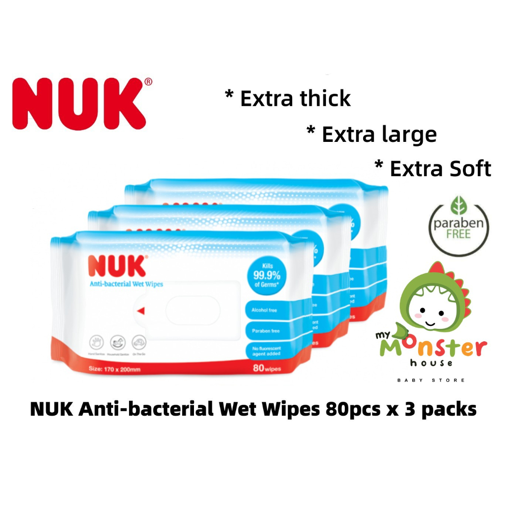 NUK Anti-bacterial Wet Wipes 20pcs x 5 / 80pcs x 3 ( Bundle Set ...
