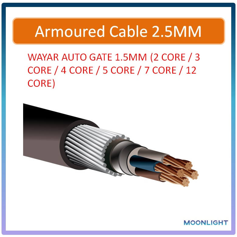 [Meter] Armoured Cable for Auto Gate / Underground Wire 2.5MM x 2 Core ...