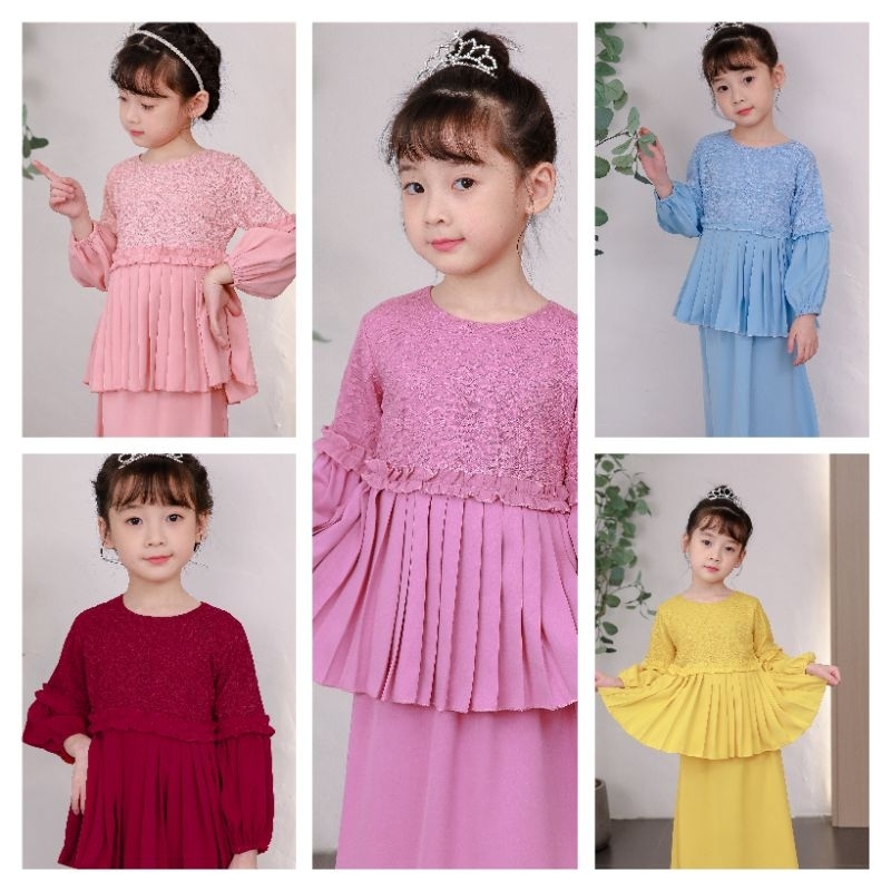 Set Lace lengan raffle kanak-kanak, #baju raya kids | Shopee Malaysia