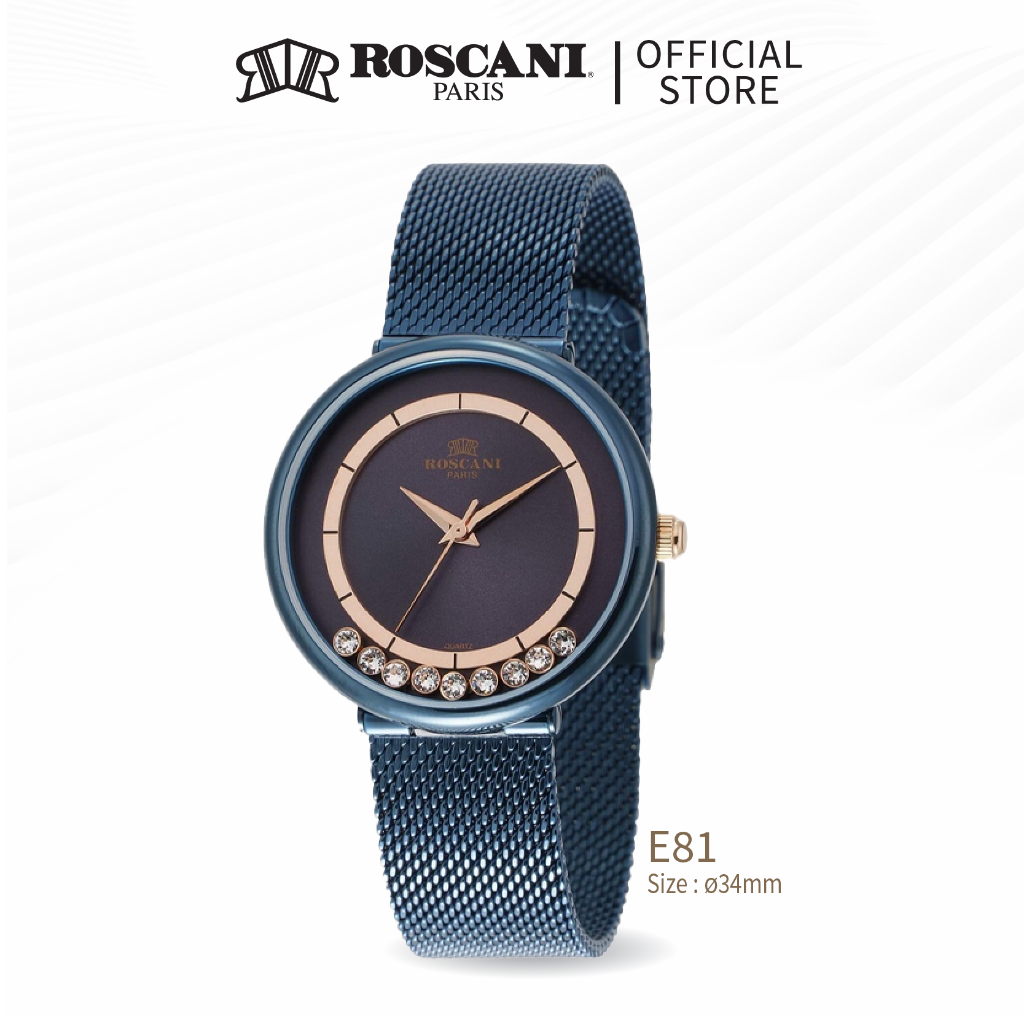 Roscani Alina E81 (Movable Gems + Curved Crystal) Mesh Women Watch ...