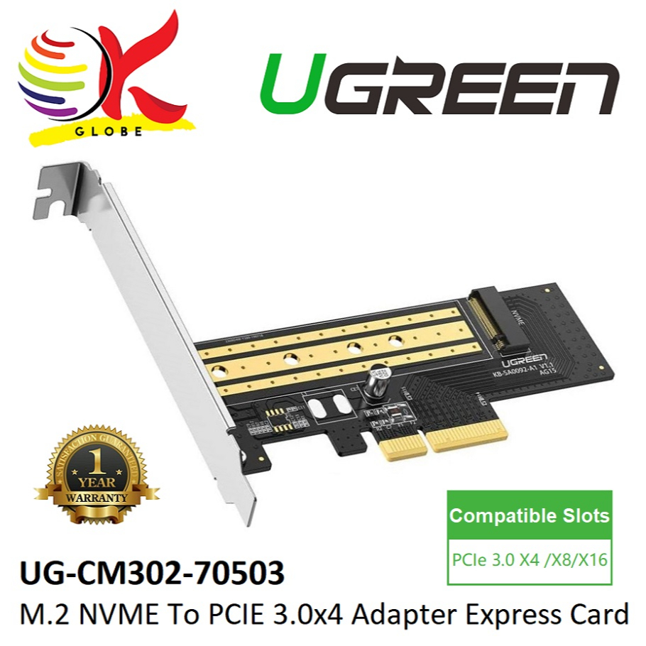 UGREEN M.2 NVME to PCI-E3.0X 4 EXPRESS CARD ADAPTER, SUPPORT SLOTS PCIE ...