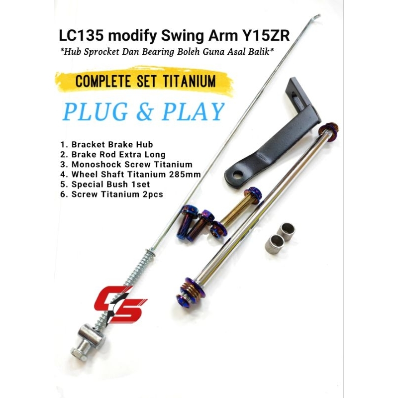 YAMAHA LC135 Modify Y15ZR SWING ARM Bracket Brake Hub Brake Rod Extra Long Bush monoshock Screw ...