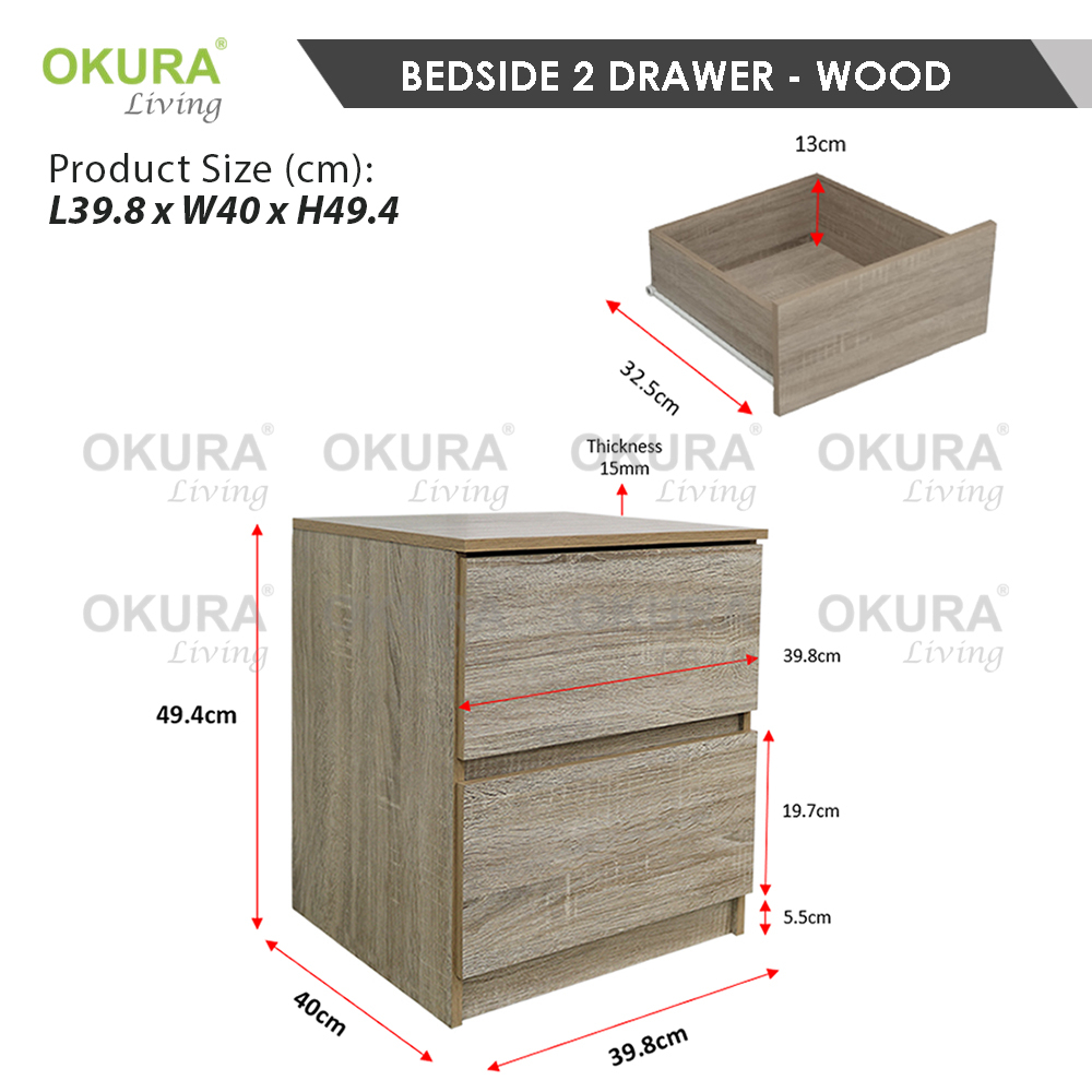 OKURA 4 Tier Chest Drawer/4 Tier Drawer Pintu Almari Kayu/Kabinet ...
