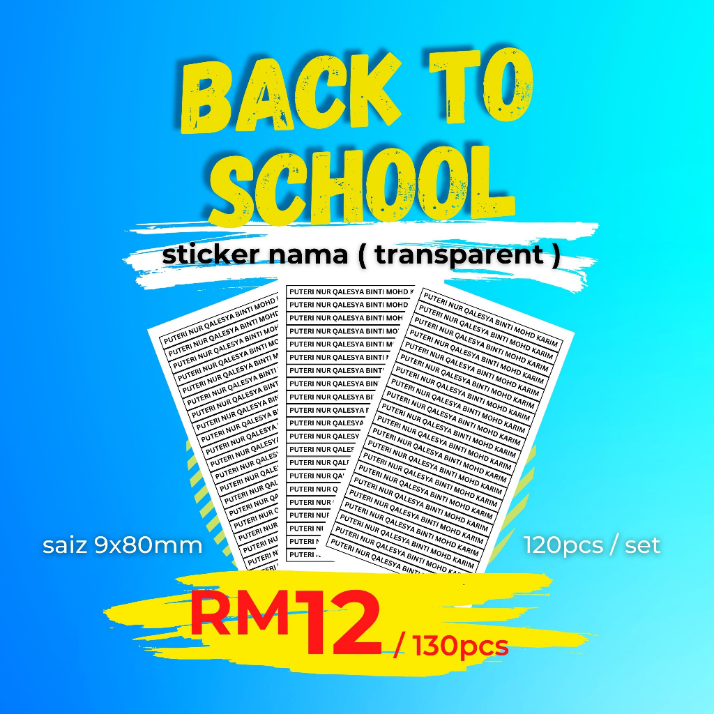 {STICKER SEKOLAH 3} STICKER NAMA TRANSPARENT | Shopee Malaysia