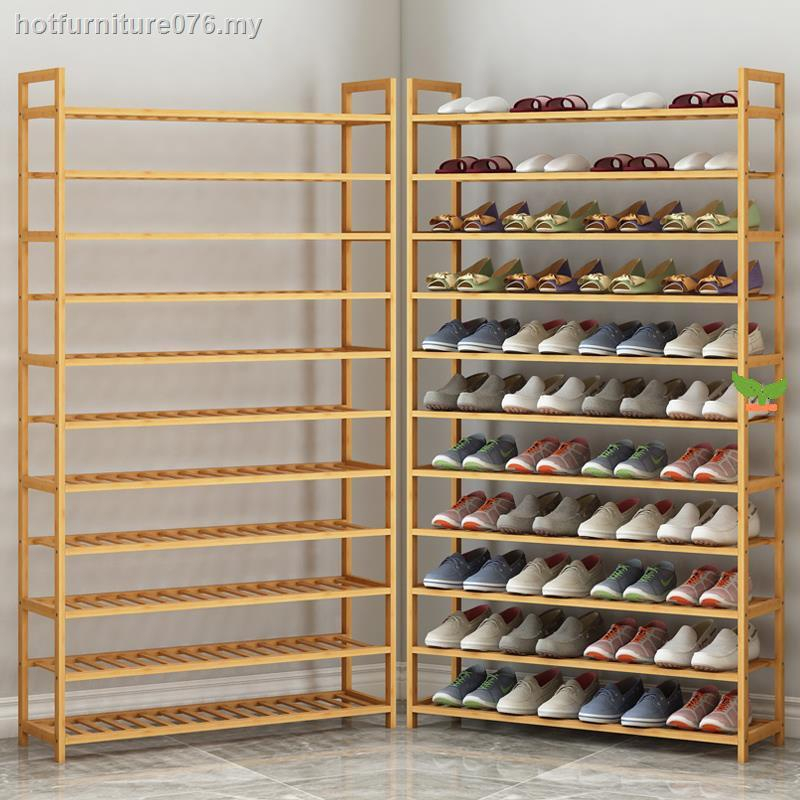 SOLID WOOD Shoe rack simple door multi-layer storage artifact home good ...