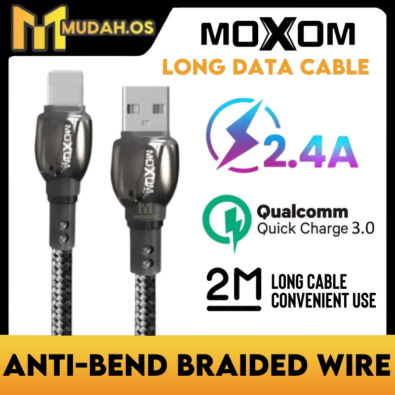 MOXOM 2 Meter Phone Charging Long Cable 2.4A MX-CB42 Micro USB Type C ...