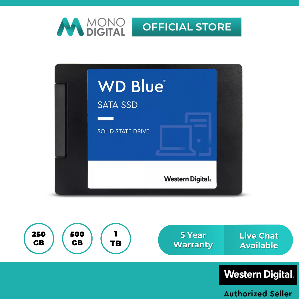 WESTERN DIGITAL WD BLUE SA510 2.5" INT SSD INTERNAL SOLID STATE DRIVE - 500GB / 1TB / 2TB ...